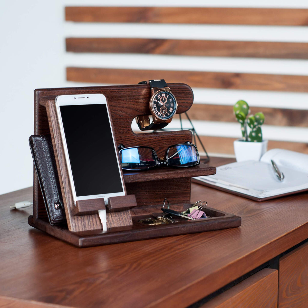 Handmade Multifunction Desk Organizer with Docking Stand – Yauoso